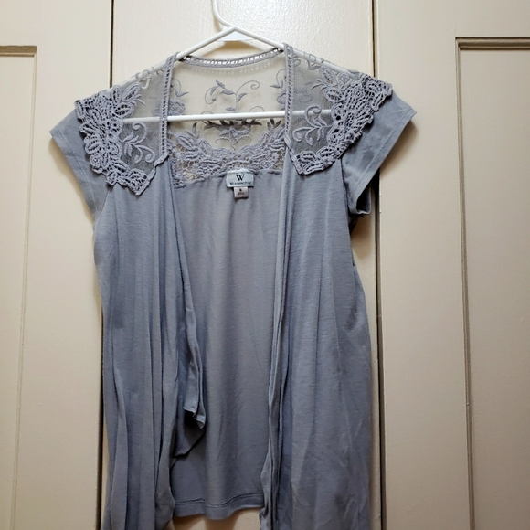 Worthington | Tops | Womens Open Front Top Blouse Lace Back | Poshmark